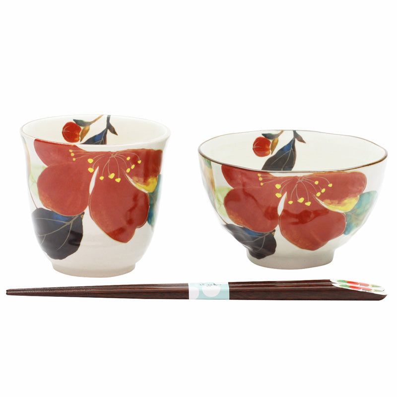 Flower Kairo Rice Bowl and Teacups Yamacha Flower with Tenpou Chopstic – orosy