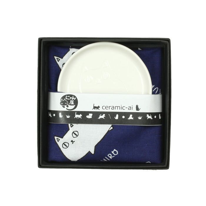 Three cats, small soy sauce dish set, navy blue (13329) – orosy